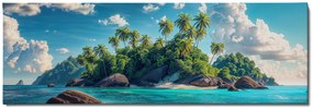 Obraz na plátně - Palmový tropický ostrov FeelHappy.cz Velikost obrazu: 90 x 30 cm