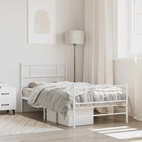 vidaXL Kovový rám postele s hlavovým a nožním čelem 90 x 190 cm [355277] Barva: Bílá