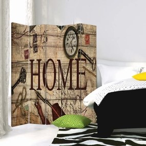 Ozdobný paraván Home Písmo Retro Brown - 180x170 cm, pětidílný, klasický paraván