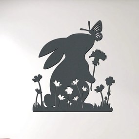 dřevo života Nástěnná dekorace Velikonoční zajíček s motýlkem Zvolte rozměr (cm): 20x22, Zvolte barvu dekoru: Antracitová