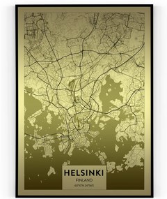 Obraz Mapa Helsinki 30 x 40 cm - napnuté plátno na dřevěném rámu