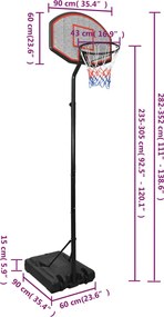 vidaXL Basketbalový koš 282–352 cm polyethylen [3107832] Barva: Černá