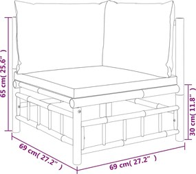 vidaXL 10dílná zahradní sedací souprava krémově bílé podušky bambus [3155224] Barva polštáře: Tmavě šedá