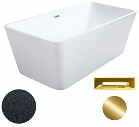 Besco Akrylátová volně stojící vana Evita Glam G 160x80 Barva: Bílá/grafit, Rozměry (cm): 160x80, Typ a barva výpustě: Click-Clack s přepadem, zlatá