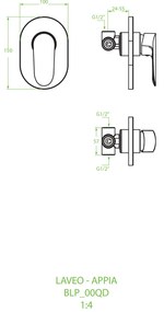 Laveo Appia, sprchová baterie podomítková h-150, chromová, LAV-BLP_00QD