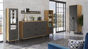 FALCO Komoda se šuplíky a dvířky Robie 10 grafit/artisan