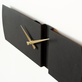 Wallexpert Dekorativní kovové nástěnné hodiny Origami Metal Wall Clock - APS097, Černá, Zlatá