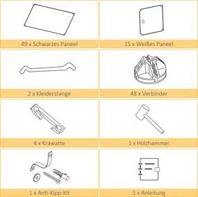 HOMCOM DIY systém polic pro šatníky s 2 velkými a 9 malými kostkami - DIY organizér, botník, úložný regál na knihy a hračky, černý 111 x 47 x 183 cm