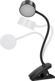 Solight LED stolní nabíjecí lampička, 2W, 210lm, 3CCT, černá, clip