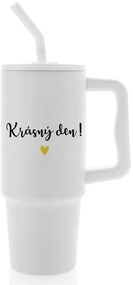 KRÁSNÝ DEN - bílý cestovní termohrnek 900 ml