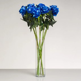 Dlouhá sametová růže TINA XL průměr 10cm L 75cm v modré barvě. Cena je uvedena za 1 kus.