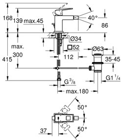 GROHE 23138000 - Bidetová baterie EUROCUBE lesklý chrom