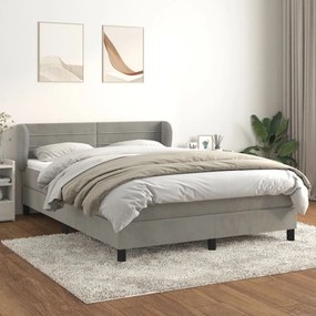 Box spring postel s matrací světle šedá 140x200 cm samet 3127553