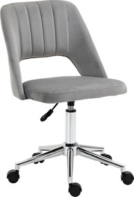 Ergonomická a otočná kancelářská židle Vinsetto, polstrovaná pracovní židle s nastavitelnou výškou, šedá 49x60x79-91cm | Aosom
