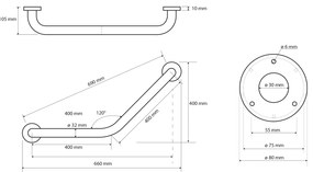Sapho, Madlo 120° 400/400mm, nerez, XH501