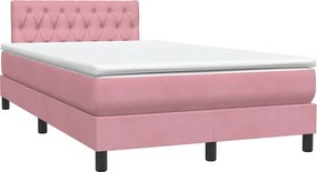 Box spring postel s matrací a LED růžová 120x220 cm samet 3317216