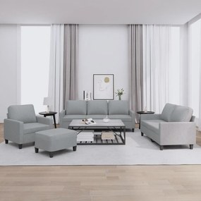 4dílná sedací souprava s poduškami světle šedá textil 3201436