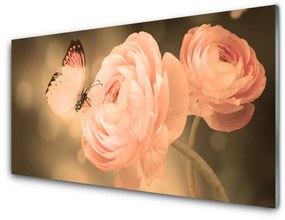 akrylový obraz Motýl Růže Příroda 140x70 cm
