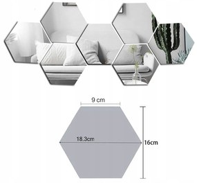 Tutumi Dekorativní zrcadlo Hexagon šestiúhelník sada 8 ks