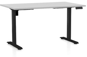 Výškově nastavitelný stůl OfficeTech B, 140 x 80 cm, černá podnož, světle šedá