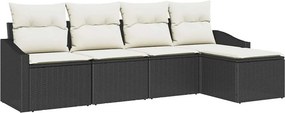 Set pohovek 5 ks Hnědá a krémová polyratan 3355356