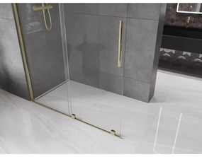 Mexen Velar, posuvné dveře do otvoru typ Walk-In 140 cm, 8mm čiré sklo, zlatá lesklá, 871-140-000-03-50