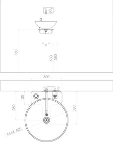 Sapho TETRIS držák s umyvadlem na postavení podomítková baterie černá mat TZ429-01