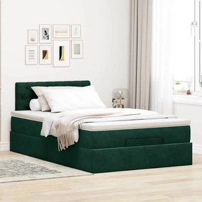 Osmanský rám postele s matrací tmavě zelená 120x200cm samet 3312689