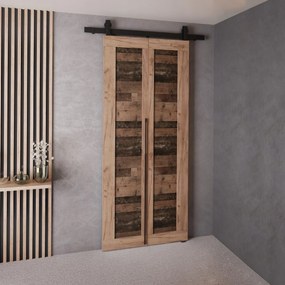 Skládací posuvné dveře QUDIO M1 dub Craft zlatý + Old Style 70