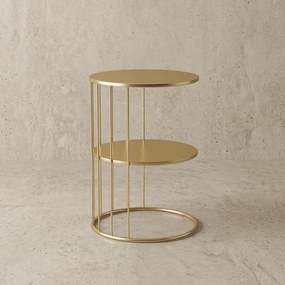 Kulatý konferenční stolek RODA z kovu s policí, 52 cm