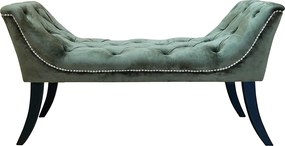 Tempo Kondela Designová lavice HEMY, olivově zelená Velvet látka/kaučukové dřevo