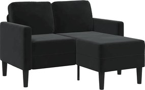 vidaXL Dvoumístná pohovka s lehátkem ve tvaru L 125 cm samet [4107072] Barva: Černá