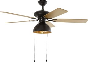 Stropní ventilátor černý s béžovou 130 cm s tahovým spínačem - Mistral Magna