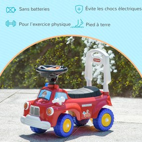 AIYAPLAY Push Car Walker Dětský požární vůz s tlačnou hračkou 18-36 měsíců Úložný prostor Světla Hudba Červená