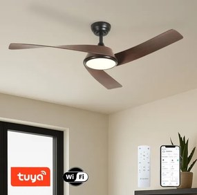 ZEVENTI - LED Stropní ventilátor AERYS LED/24W/230V Wi-Fi Tuya černá/ořech + DO