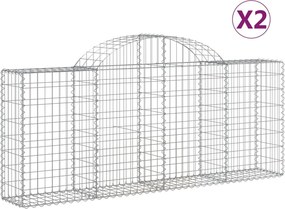 Klenuté gabionové koše 2 ks 200x30x80/100 cm pozinkované železo 3146089
