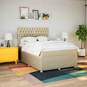 Box spring postel s matrací krémová 160x200 cm textil 3294419