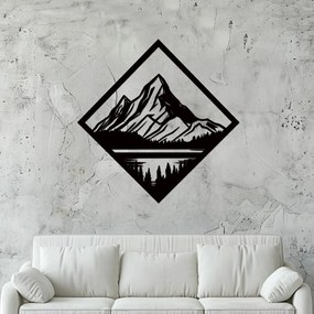 dřevo života Dřevěný obraz Pohled na hory Rozměry (cm): 40x40, Barevný vzor: Černá