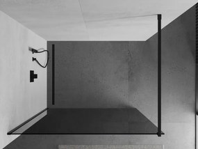 Mexen Kioto sprchová zástěna WALK-IN 8mm, 140x200 cm, sklo šedé-profil černý, 800-140-101-70-40