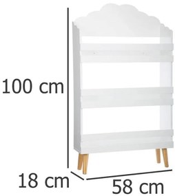 Regál do dětského pokoje, bílý, 58 x 18 x 100 cm