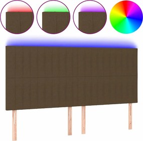 Čelo postele s LED tmavě hnědá 200x5x118/128 cm textil 3122687