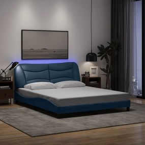Rám postele s LED bez matrace Hvar modrý 160 x 200 cm textil 3213717