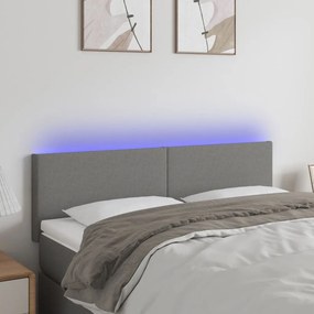 Čelo postele s LED tmavě šedé 144x5x78/88 cm textil 3121331