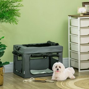 PawHut přepravka pro psy se síťovaným oknem a polštářem, přepravka pro kočky Oxford šedá pro psy do 4 kg | Aosom.de
