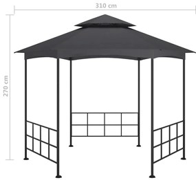 vidaXL Marketos Altán s bočnicemi 3,1 x 2,7 m antracitový