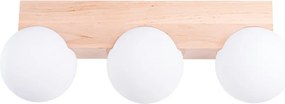 Bílé/v přírodní barvě stropní svítidlo z masivního dřeva se skleněným stínidlem ø 12 cm Solum – Sollux