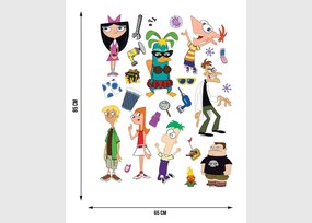 Dětská samolepka na zeď Disney Phineas a Ferb | 65 x 85 cm | DDK868