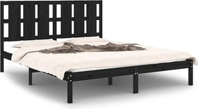 Rám postele černý masivní dřevo 150 x 200 cm King Size 3105609