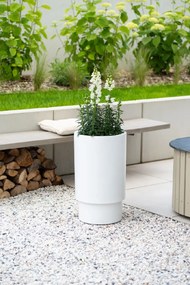 Květináč ESCADA, sklolaminát, výška 60 cm, bílý