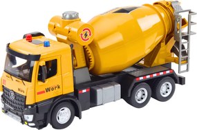 LEAN Toys Žluté betonové nákladní auto – stavební vozidlo s frikčním pohonem, světlem a zvukem